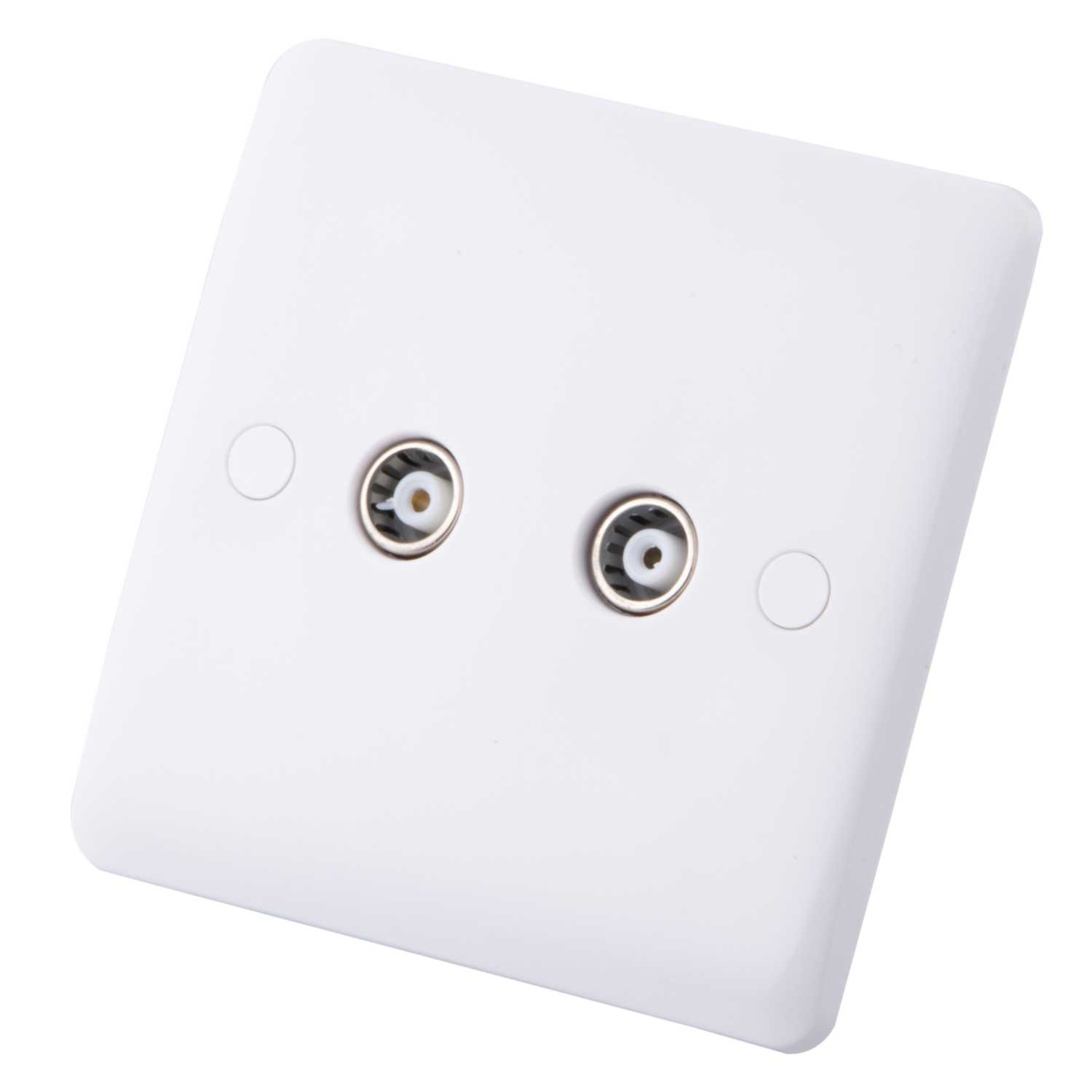 M2 Slimline 1 Gang Twin Coaxial Socket White (1010-301) | CEF