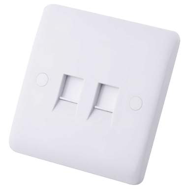 M2 Slimline 1 Gang Twin CAT5E Data Socket White (1010-307) | CEF