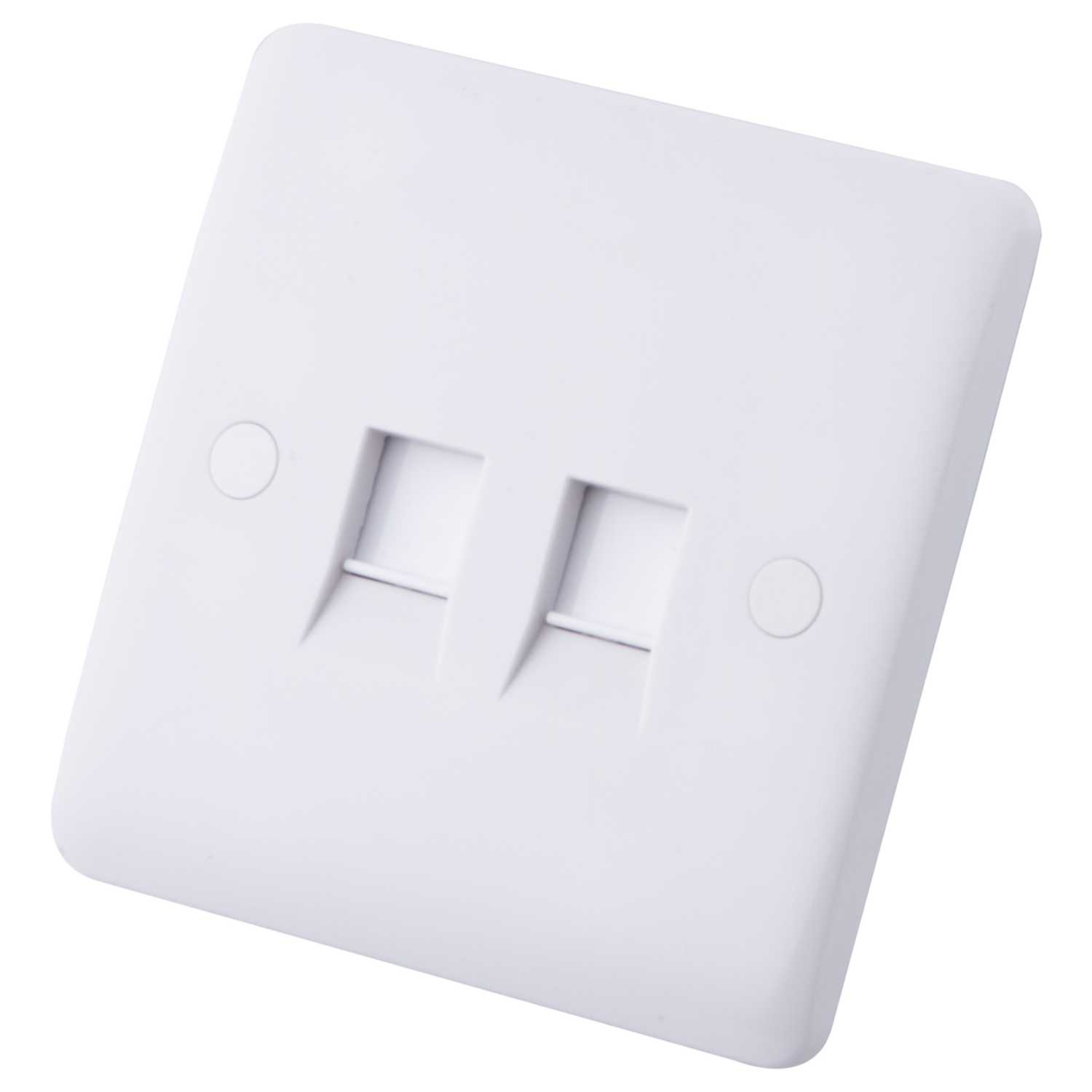 M2 Slimline 1 Gang Twin CAT6 Data Socket White (1010-309) | CEF