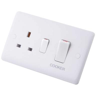 M2 Slimline 45A DP Cooker Control Unit White Rockers (1010-404) | CEF