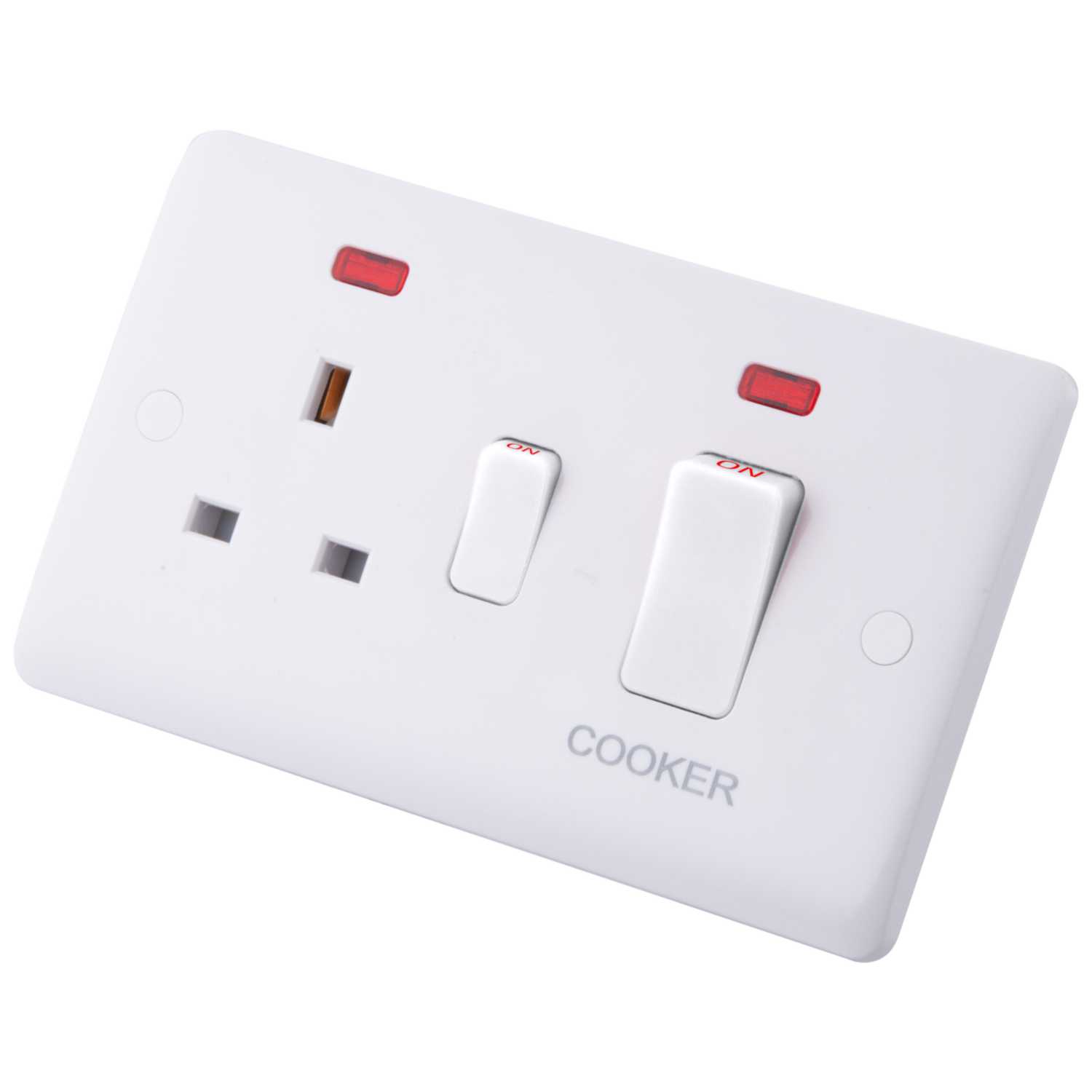 M2 Slimline 45A DP Cooker Control Unit with Neon White Rockers (1010 ...