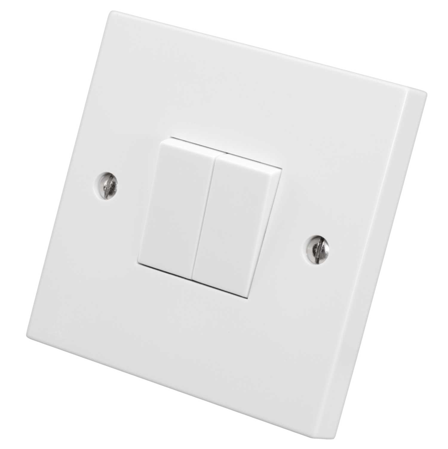 M2 Square 10A 2 Gang 2 Way Light Switch White (2010-003) | CEF