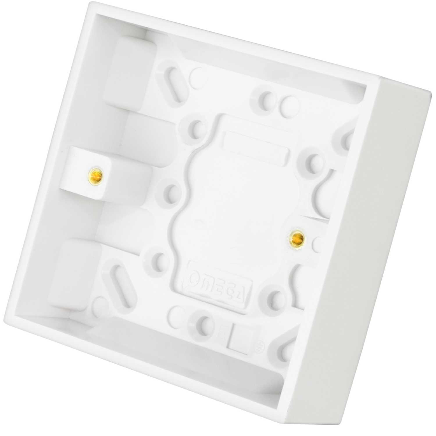 M2 Square 1 Gang 25mm Pattress Back Box White (2010-071) | CEF