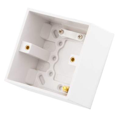 M2 Square 1 Gang 47mm Pattress Back Box White (2010-073) | CEF