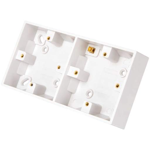 M2 Square 2 Gang 25mm Dual Pattress Back Box White (2010-077) | CEF