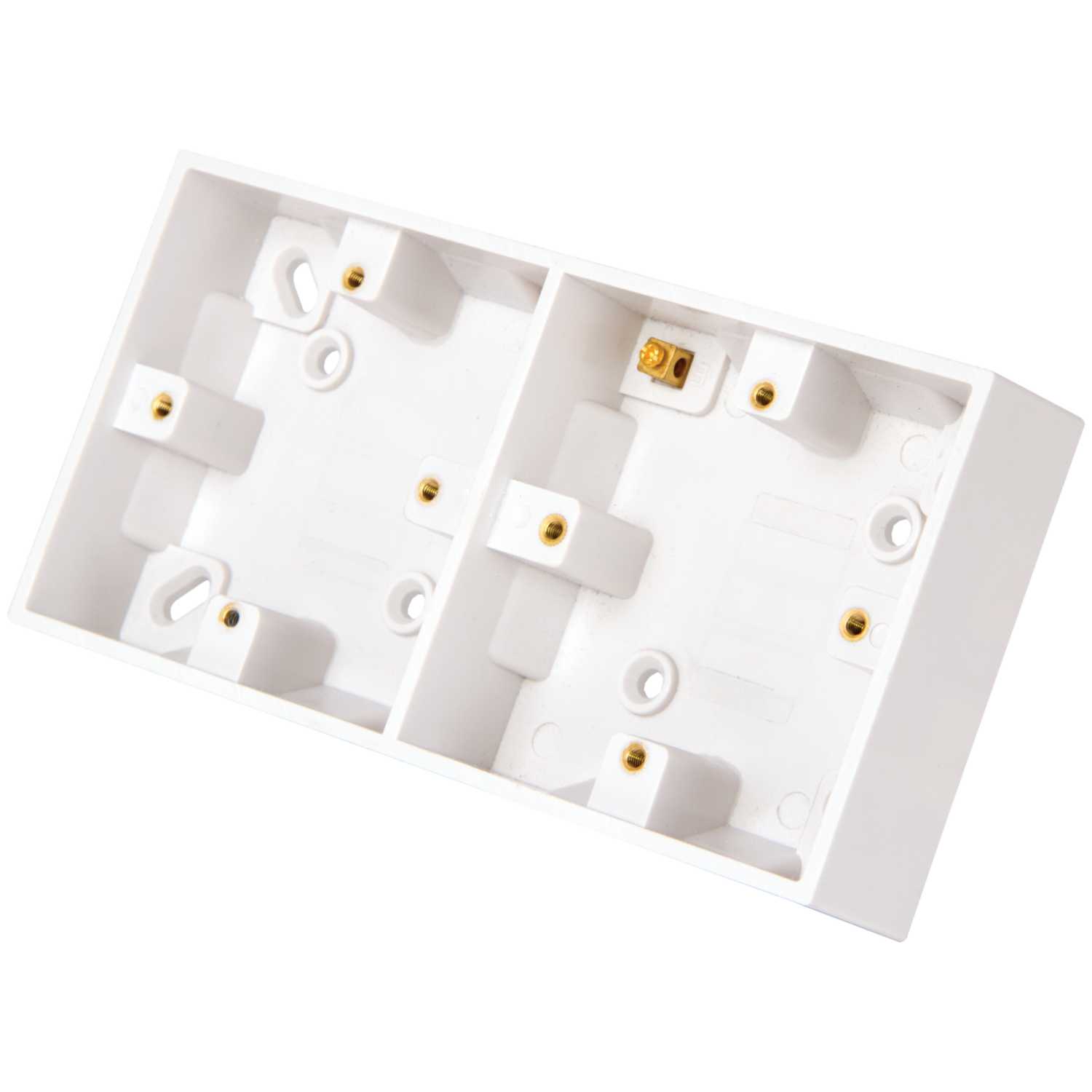 M2 Square 2 Gang 25mm Dual Pattress Back Box White (2010-077) | CEF