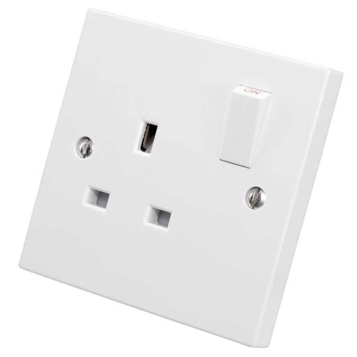 M2 Square 13A SP 1 Gang Switched Socket White (2010-102) | CEF