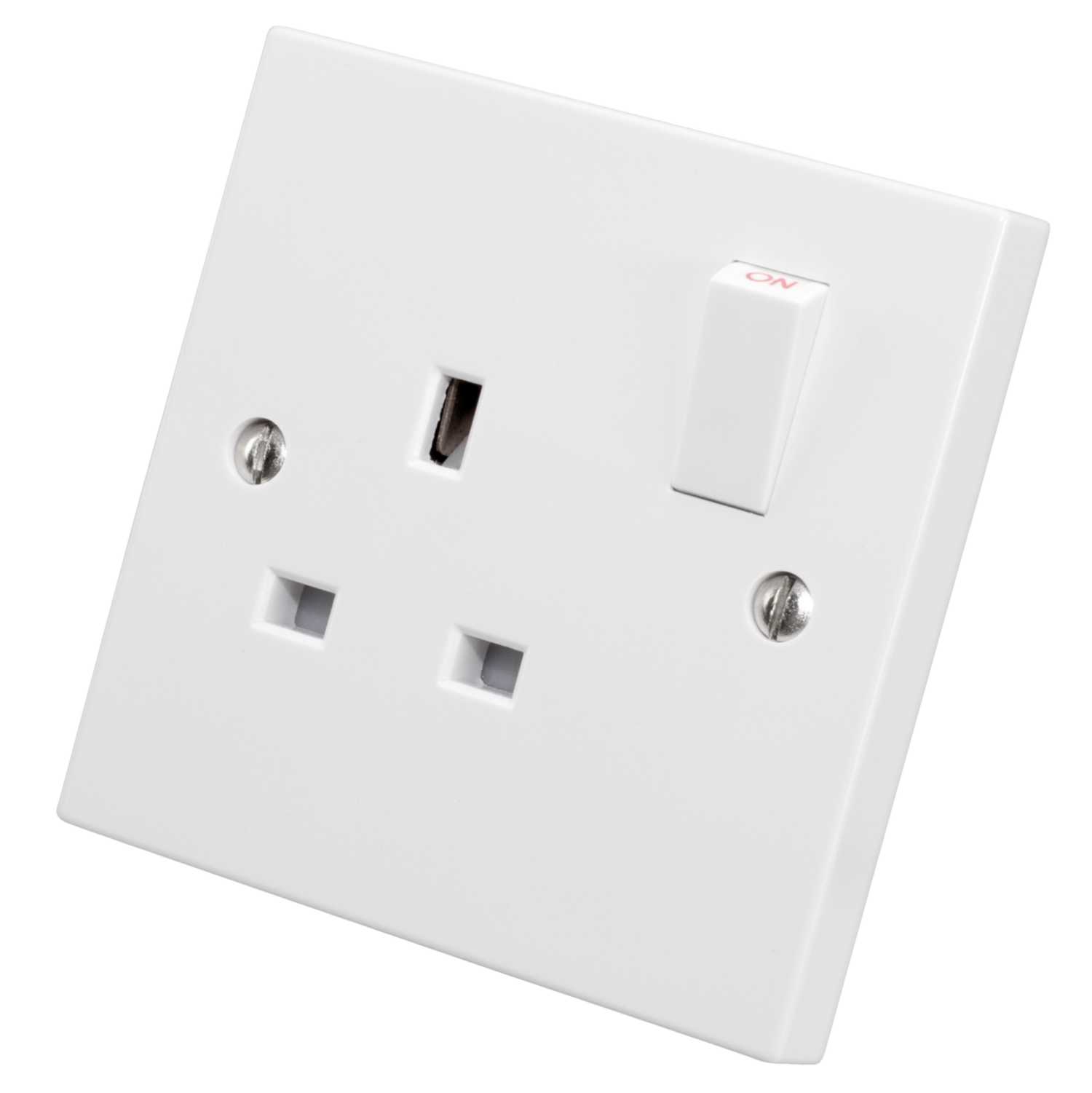 M2 Square 13A SP 1 Gang Switched Socket White (2010-102) | CEF