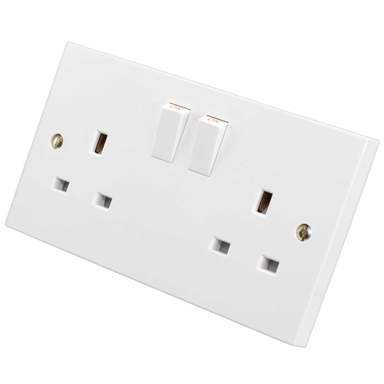 M2 Square 13A SP 2 Gang Contract Switched Socket White (2010-112) | CEF