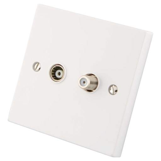 M2 Square 1 Gang Coaxial and Satellite Socket White (2010-303) | CEF