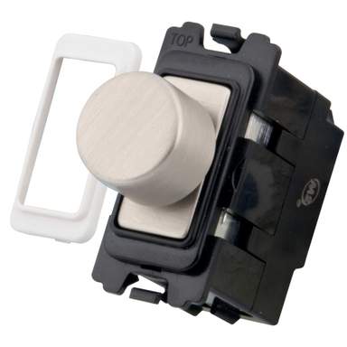 M2 Grid 1 Gang 2 Way LED Grid Dimmer Module Brushed Stainless Steel ...