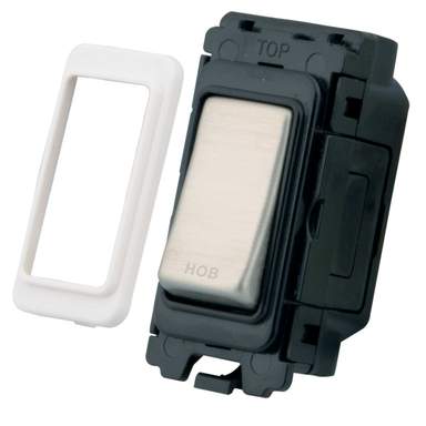 M2 Grid 20A Double Pole Grid Switch marked Hob Brushed Stainless Steel ...