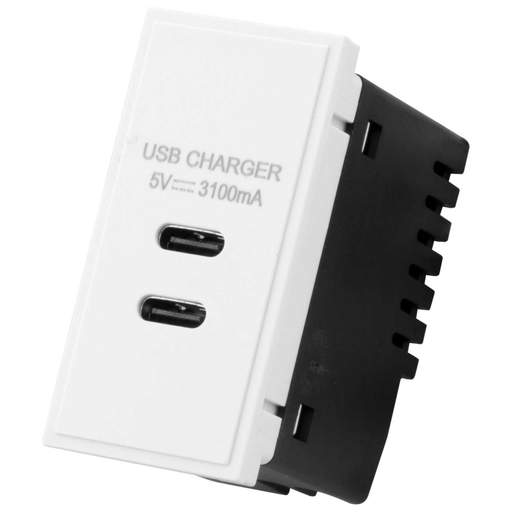 M2 Grid Dual USB Type C Charger Euro Module White (3210-903) | CEF
