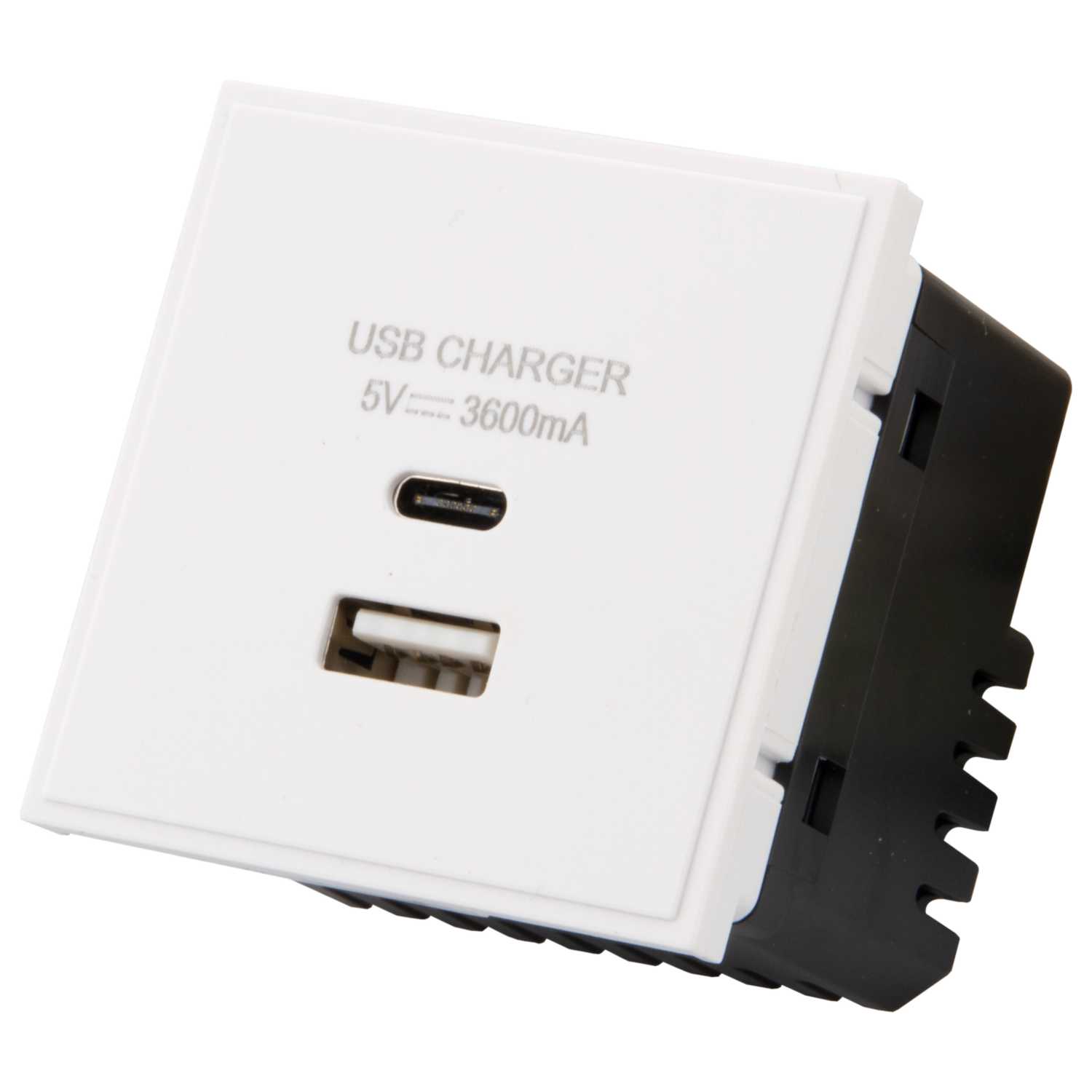 M2 Grid Dual USB Type A and C Euro Module White (3210-904) | CEF