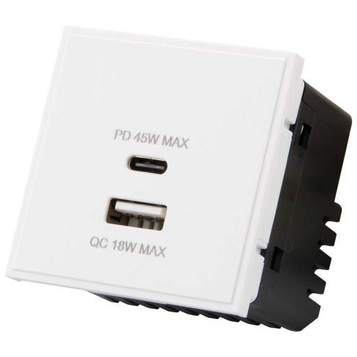 M2 Grid Double Type A and Type C USB Outlets Euro Module White (3210 ...