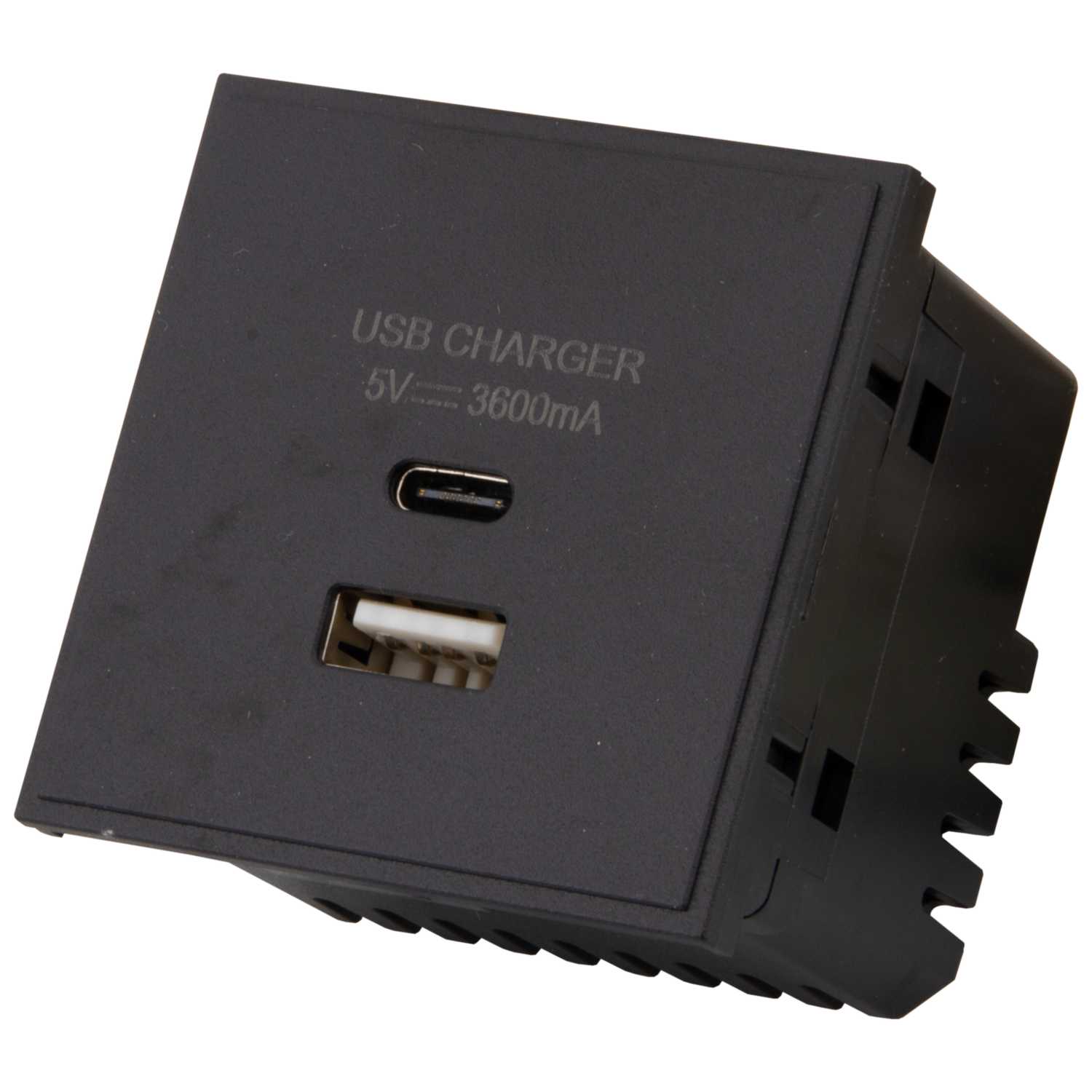 M2 Grid Dual USB Type A and C Euro Module Black (3280-904) | CEF