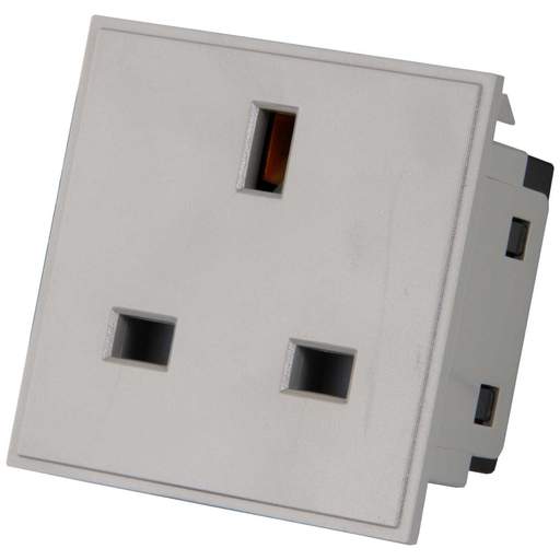 M2 Grid 13A UK Socket Euro Module Grey (3290-100) | CEF