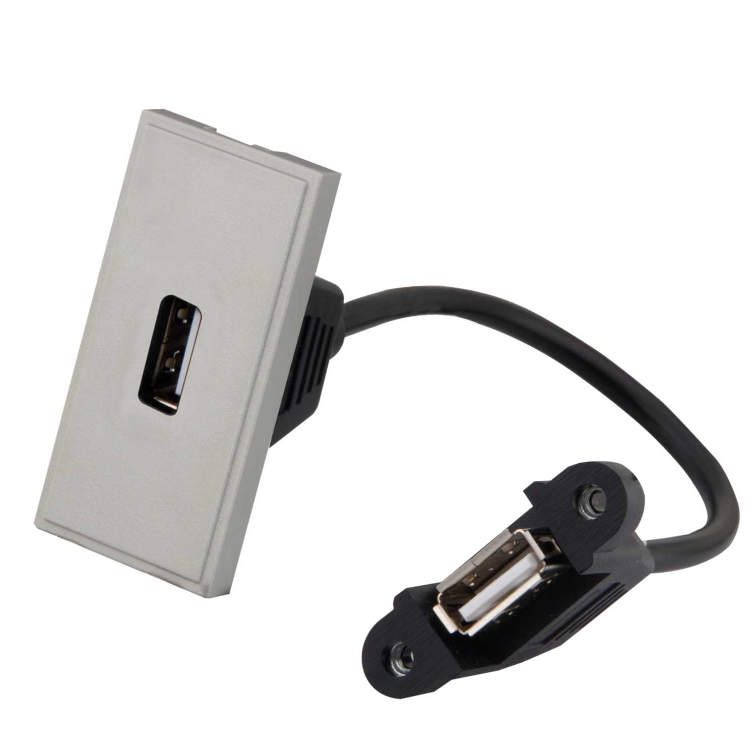 M2 Grid USB Socket Euro Module Grey (3290-346) | CEF