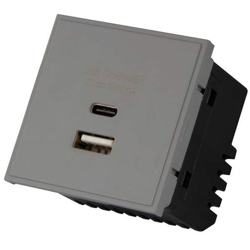 M2 Grid Dual USB Type A and C Euro Module Grey (3290-904) | CEF