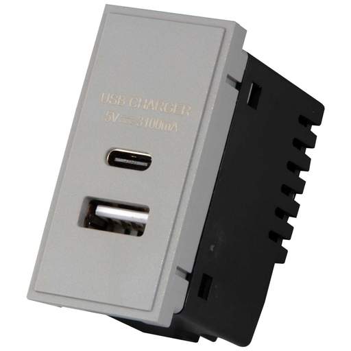 M2 Grid Single Type A and Type C USB Outlets Euro Module Grey (3290-913 ...