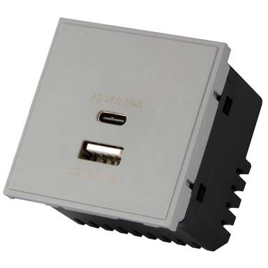 M2 Grid Double Type A and Type C USB Outlets Euro Module Grey (3290-916 ...