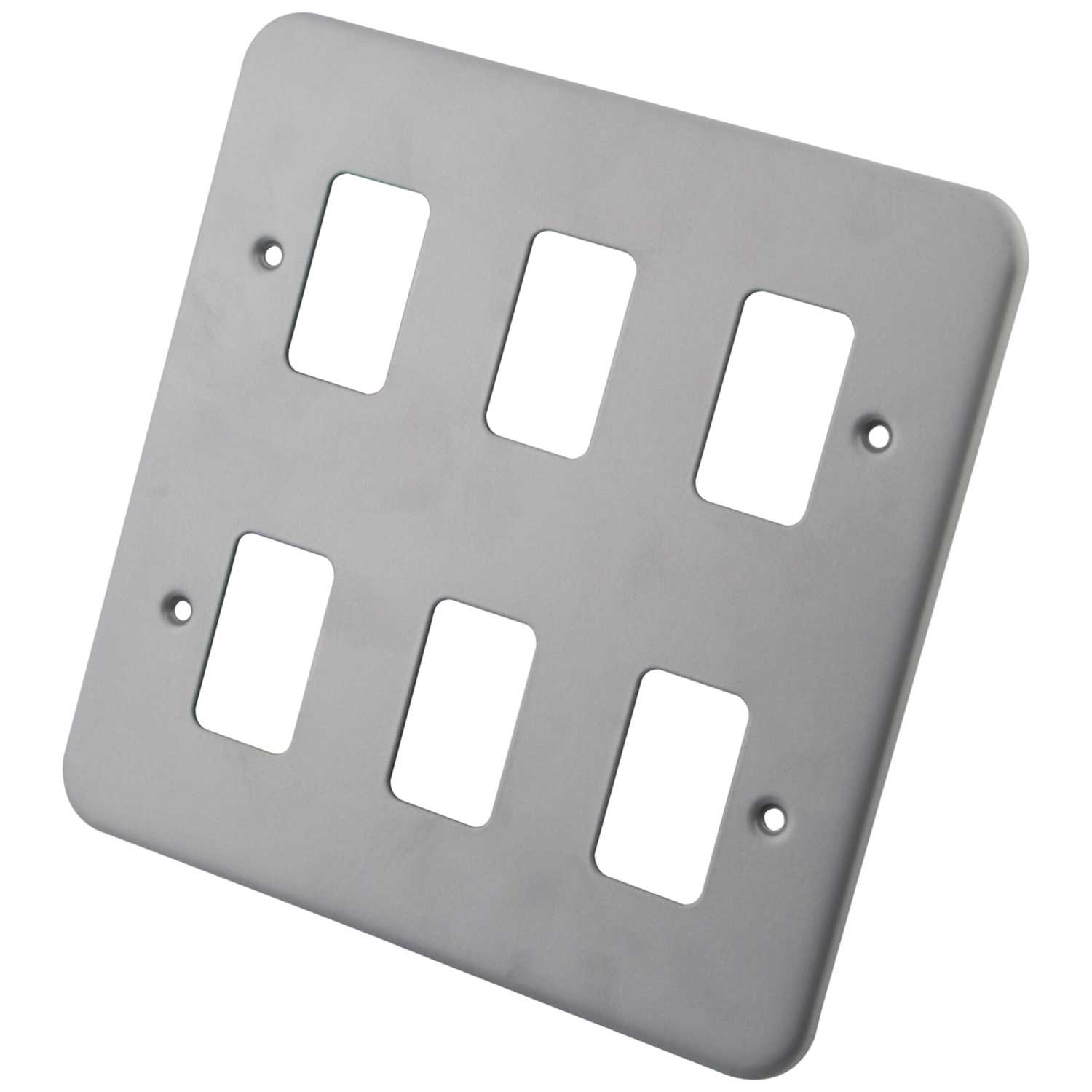 M2 Metal 6 Gang Grid Front Plate Metal Clad (4020-354) | CEF