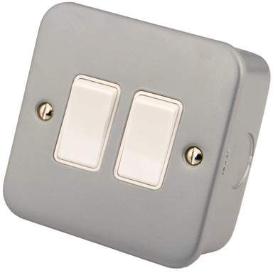 M2 Metal 10A 2 Gang 2 Way Light Switch Metal Clad (4021-003) | CEF