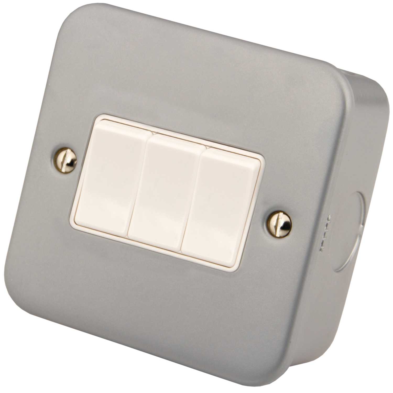 M2 Metal 10A 3 Gang 2 Way Light Switch Metal Clad (4021-004) | CEF