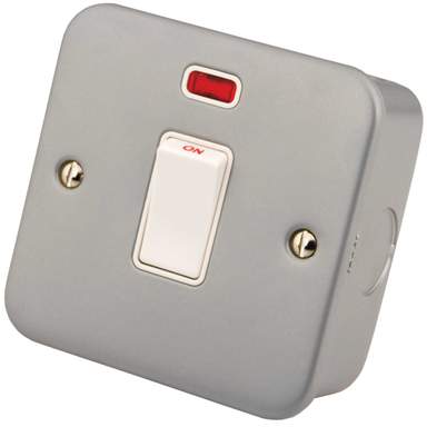 M2 Metal 20A Double Pole Switch with Neon Metal Clad (4021-051) | CEF