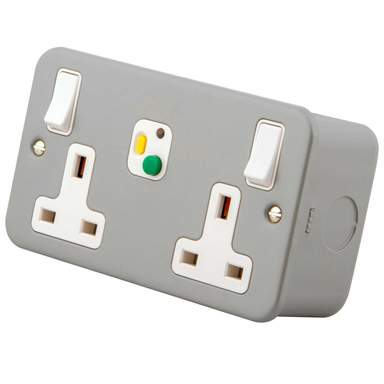 M2 Metal 13A 2 Gang Type A Passive RCD Socket Metal Clad (4021-120) | CEF