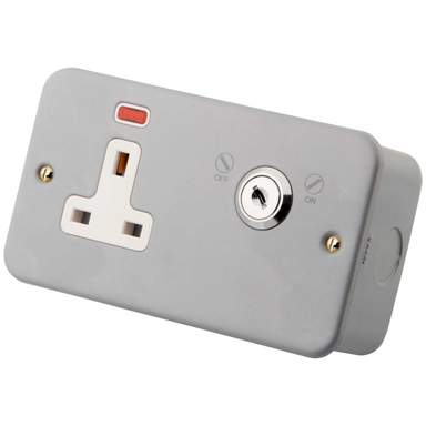 M2 Metal 13A DP Lockable Socket with Neon Metal Clad (4021-121) | CEF