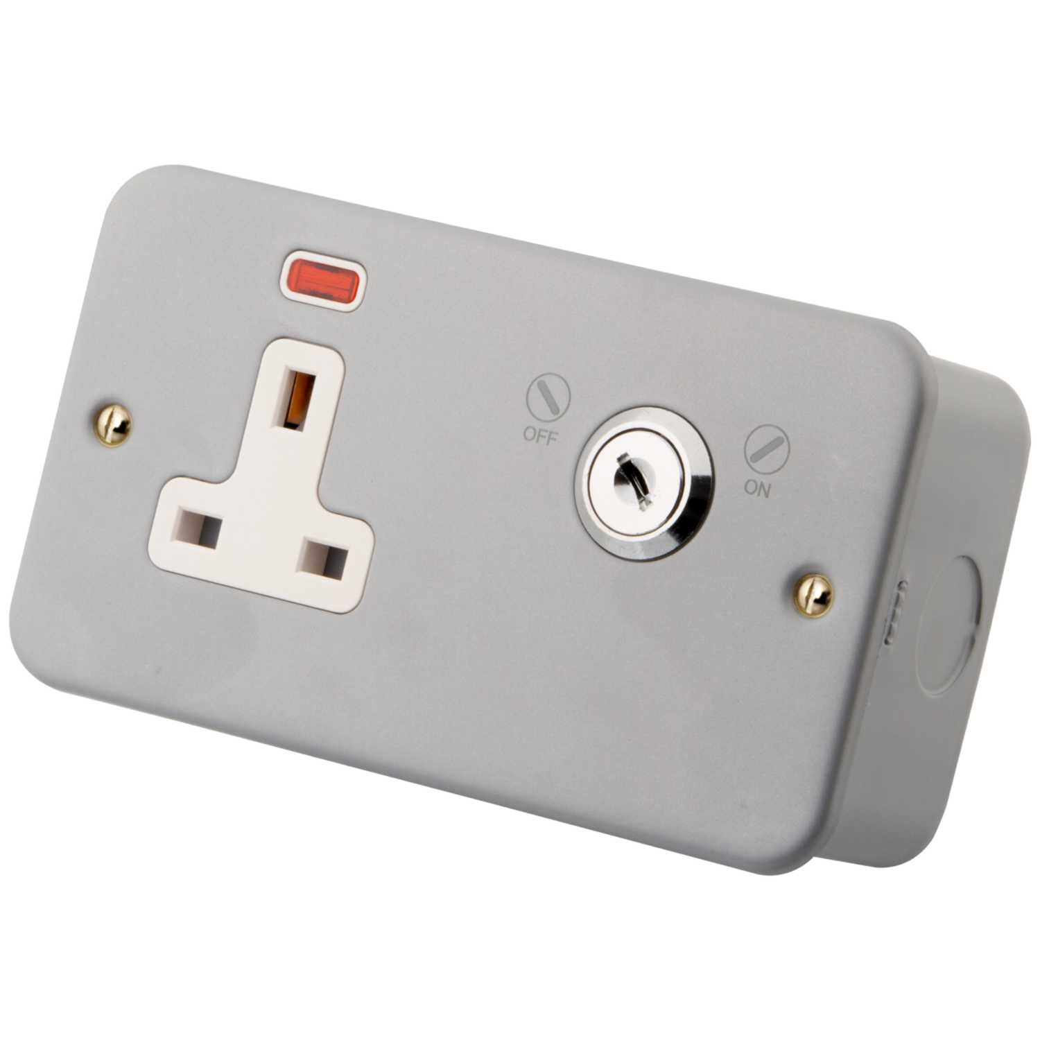 M2 Metal 13A DP Lockable Socket with Neon Metal Clad (4021-121) | CEF