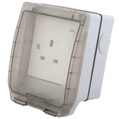 M2 Weatherproof 13A 1 Gang Switched Socket with Clear Lid IP66 (5090 ...