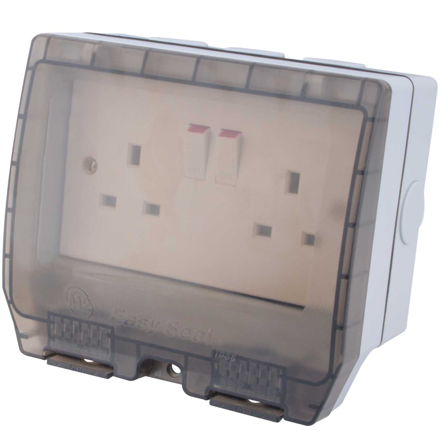 M2 Weatherproof 13A 2 Gang Switched Socket with Clear Lid IP66 (5090 ...