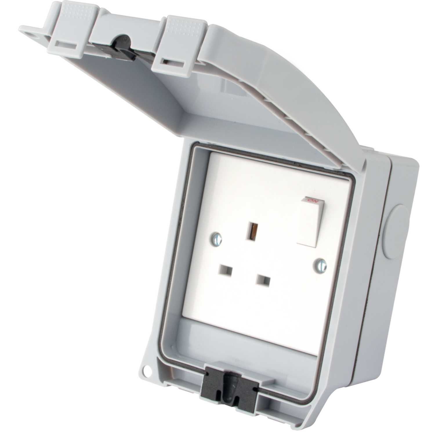 M2 Weatherproof 13A 1 Gang Switched Socket with Solid Grey Lid IP66 ...