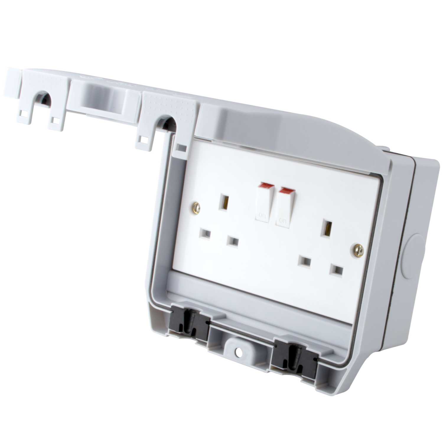 M2 Weatherproof 13A 2 Gang Switched Socket with Solid Grey Lid IP66 ...