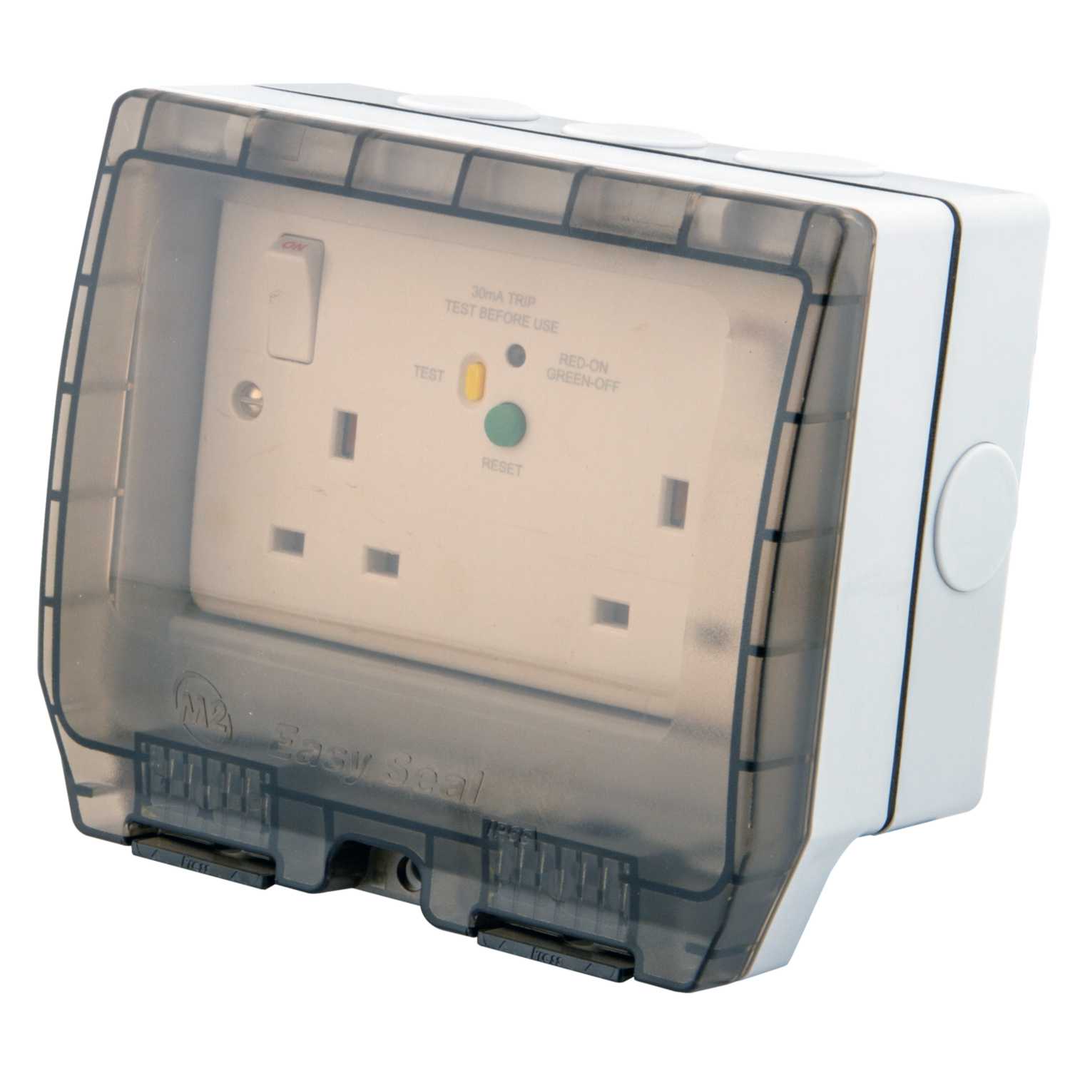 M2 Weatherproof 13A 2 Gang RCD Switched Socket with Clear Lid IP66 ...