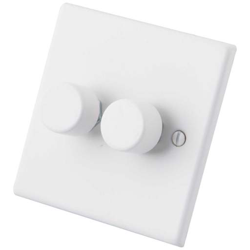 M2 Decorative 400W 2 Gang Leading Edge LED Dimmer Painted Matt White ...