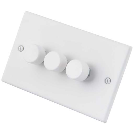 M2 Decorative 400W 3 Gang Leading Edge LED Dimmer Painted Matt White ...