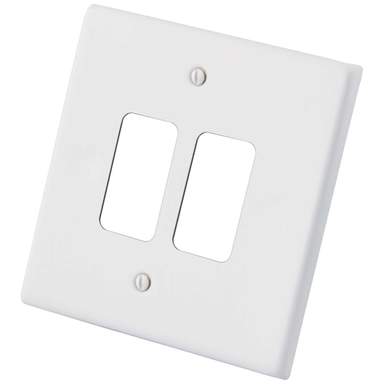 M2 Decorative 2 Gang Grid Front Plate Painted Matt White (6010-351) | CEF