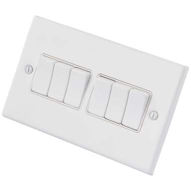 M2 Decorative 10A 6 Gang 2 Way Light Switch White Insert Painted Matt ...