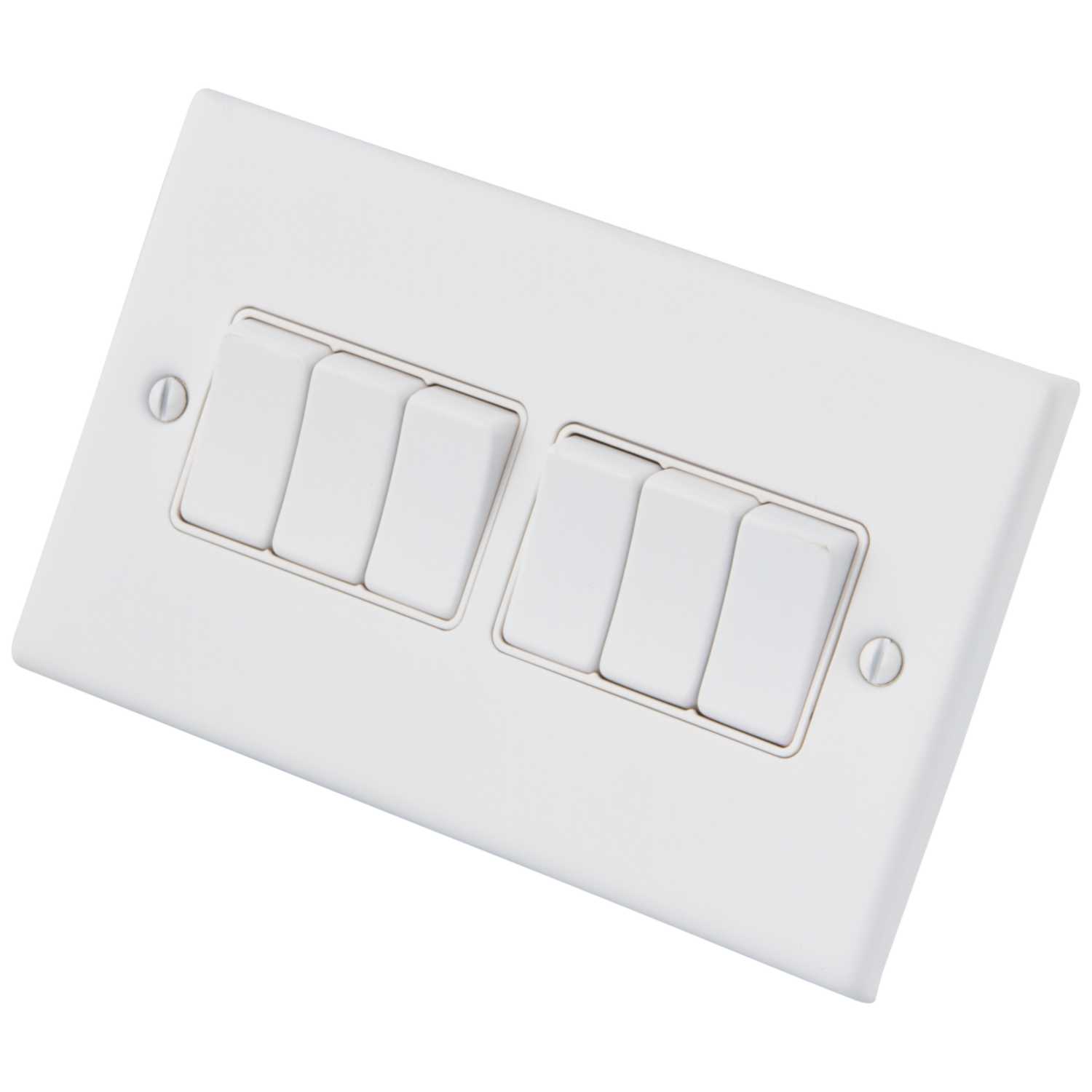 M2 Decorative 10A 6 Gang 2 Way Light Switch White Insert Painted Matt ...
