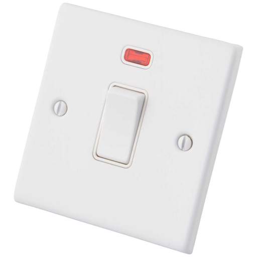 M2 Decorative 20A DP Switch with Neon White Insert Painted Matt White ...