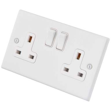 M2 Decorative 13A 2 Gang Switched Socket White Insert Painted Matt ...