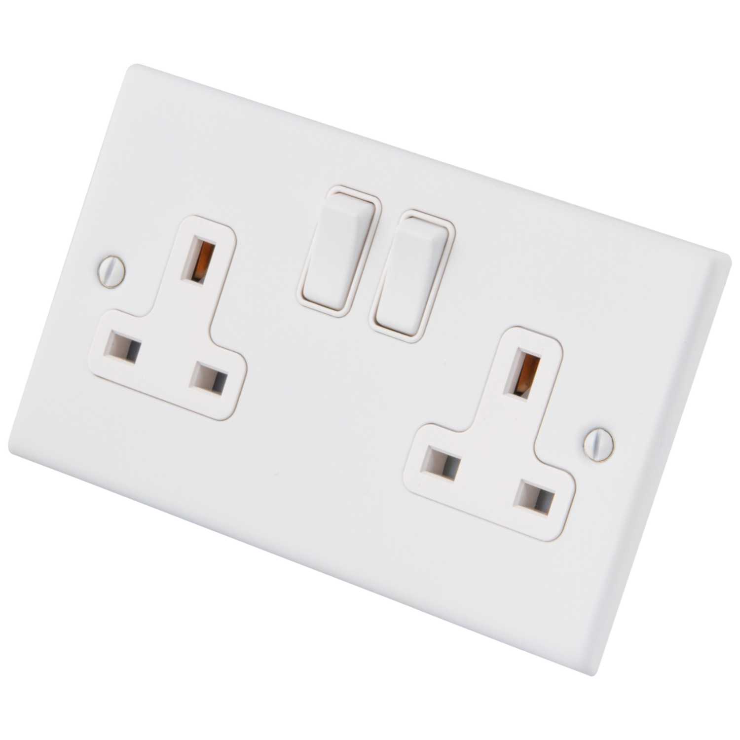 M2 Decorative 13A 2 Gang Switched Socket White Insert Painted Matt ...