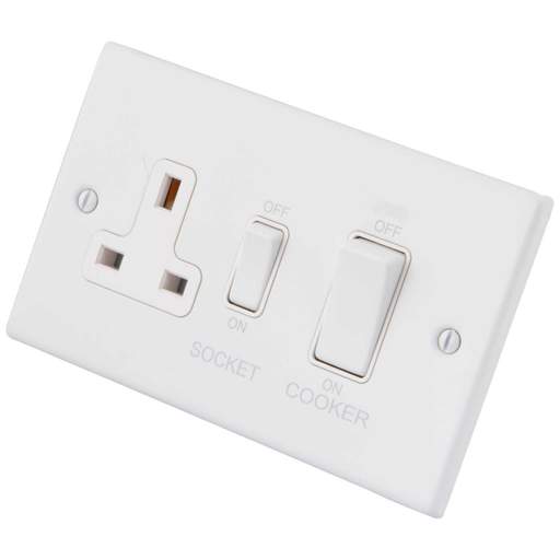 M2 Decorative 45A Cooker Control Unit White Insert Painted Matt White ...