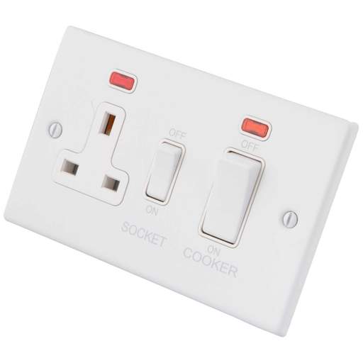 M2 Decorative 45A Cooker Control Unit with Neon White Insert Painted ...