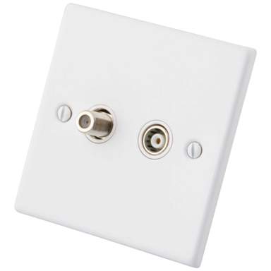 M2 Decorative 1 Gang Satellite and Coaxial Socket White Insert Painted ...