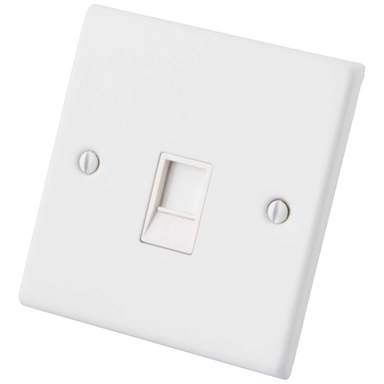 M2 Decorative 1 Gang RJ11 Telephone Socket White Insert Painted Matt ...