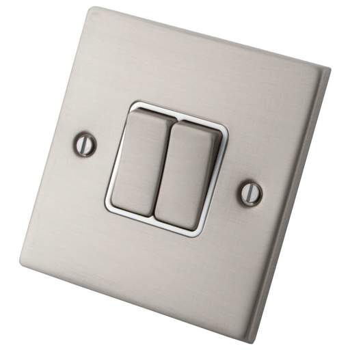 M2 Decorative 10A 2 Gang 2 Way Light Switch White Insert Brushed ...